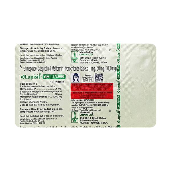 Buy LUPISIT GM 1/1000 Tablet 10's Online at Upto 25% OFF | Netmeds
