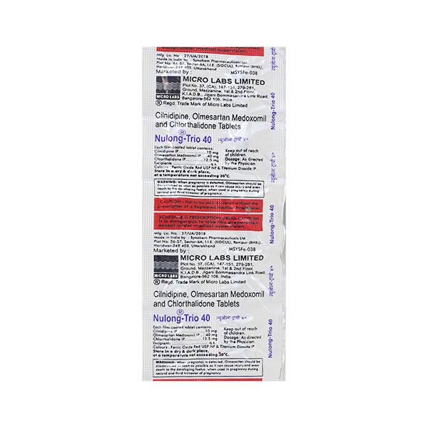 NULONG TRIO 40 Tablet 10's Price, Uses, Side effects, Substitutes | Netmeds