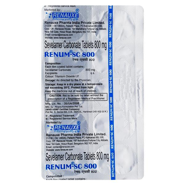Buy RENUM SC 800 Tablet 10's Online at Upto 25% OFF | Netmeds