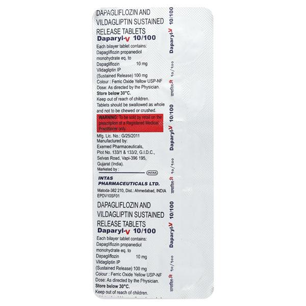 DAPARYL V 10/100 Tablet 10's - Price, Uses, Side Effects | Netmeds
