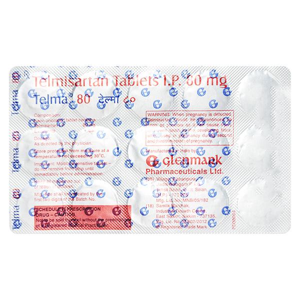 Telma 80mg Tablet 15'S : Price, Uses, Side Effects | Netmeds