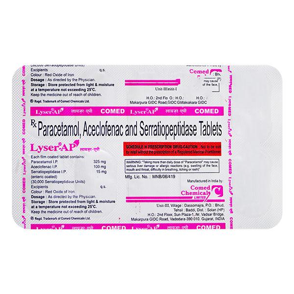 LYSER AP Tablet 10's Price, Uses, Side effects, Substitutes | Netmeds