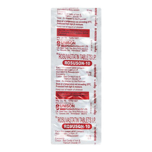 Rosuson 10mg Tablet 10'S Price, Uses, Side effects, Substitutes | Netmeds