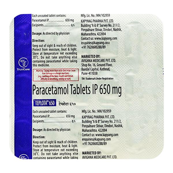 Buy TEPLOTA 650 Tablet 15's Online at Upto 25% OFF | Netmeds