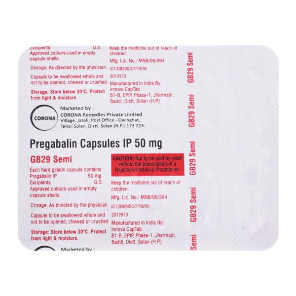 Buy GB 29 SEMI Capsule 10's Online at Upto 25% OFF | Netmeds