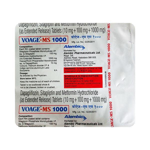 VOAGE MS 1000 Tablet 15's Price, Uses, Side effects, Substitutes | Netmeds