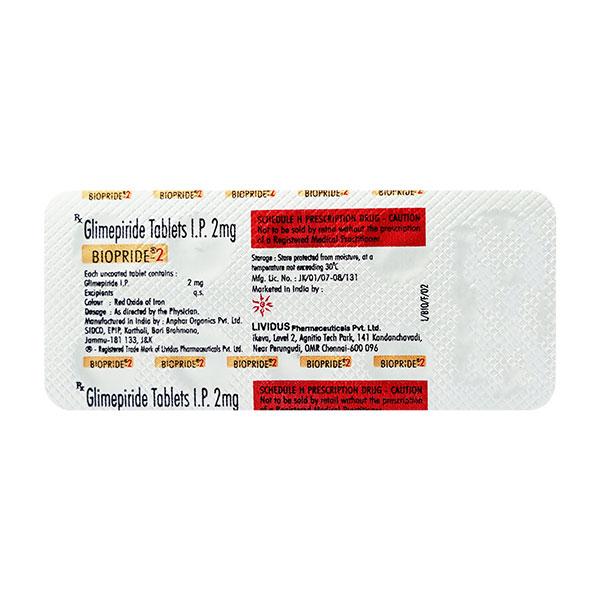 BIOPRIDE 2 Tablet 10's : Price, Uses, Side Effects | Netmeds