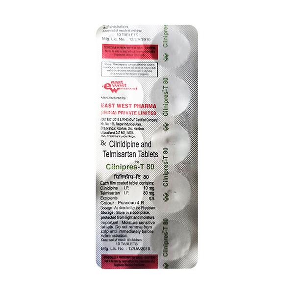 Buy Cilnipres T 80mg Tablet 10'S Online up to 25% Off | Netmeds