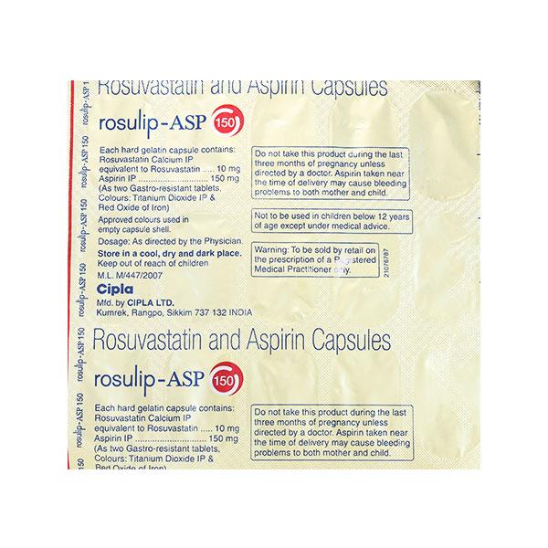 Buy Rosulip Asp 10/150mg Capsule 15'S Online at Upto 25% OFF | Netmeds