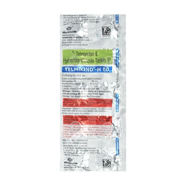 Telmikind H 80mg Tablet 10'S : Price, Uses, Side Effects | Netmeds