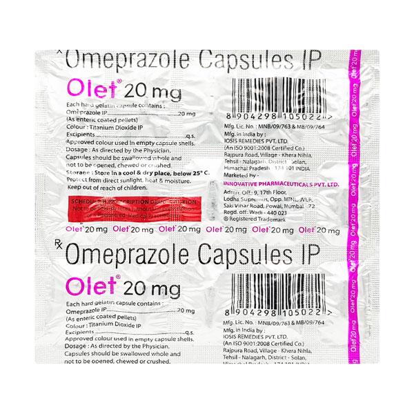 OLET 20 Capsule 15's Price, Uses, Side effects, Substitutes | Netmeds