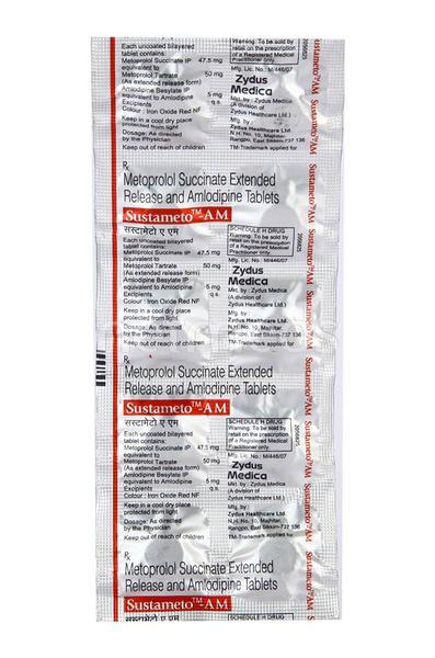Sustameto AM Tablet 10'S : Price, Uses, Side Effects | Netmeds