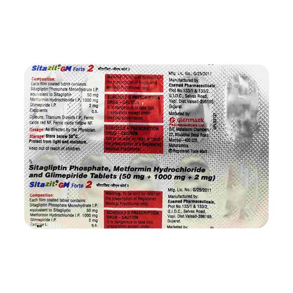 Buy SITAZIT GM FORTE 2 Tablet 10's Online | Netmeds