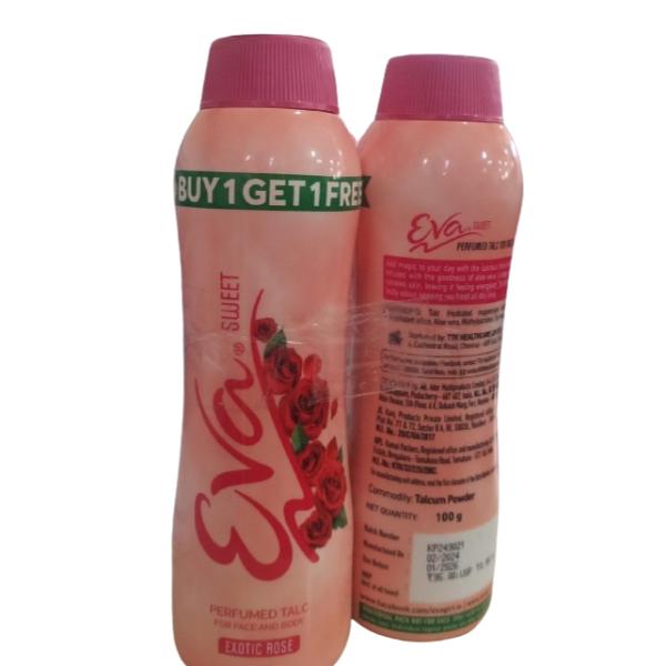 Eva Perfumed Talc - Sweet-Exotic Rose 100 gm (1 Get 1 Free) 1 s Online ...