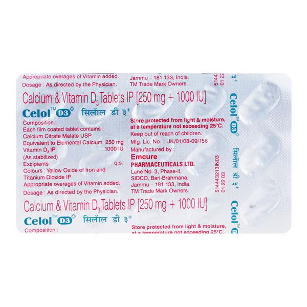 Buy Celol D3+ Tablet 15'S Online at Upto 25% OFF | Netmeds