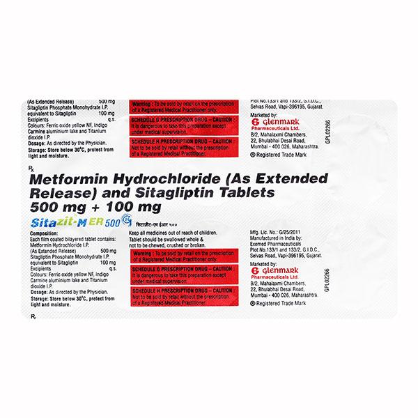 Buy SITAZIT M ER 500 Tablet 10's Online at Upto 25% OFF | Netmeds