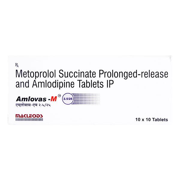 Amlovas M 2.5/25mg Tablet 10'S : Price, Uses, Side Effects | Netmeds