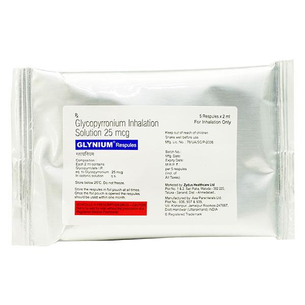 Buy GLYNIUM 25mcg Respules 5x2ml Online at Upto 25% OFF | Netmeds