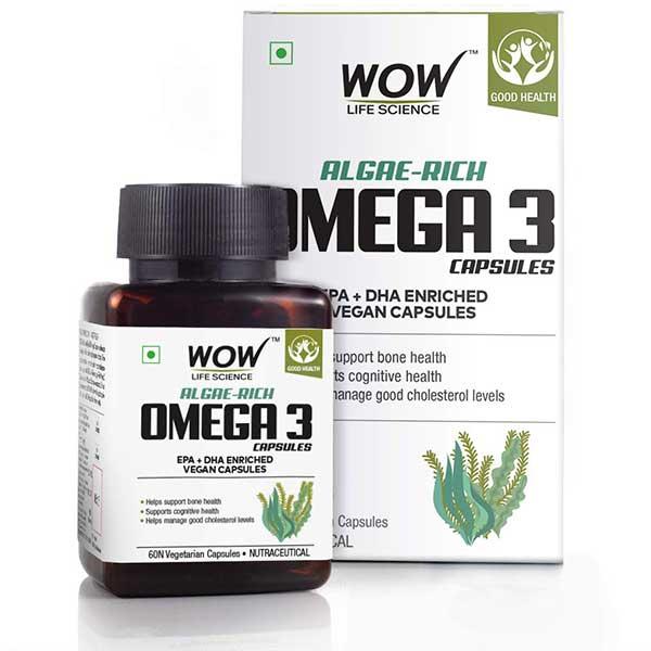 Buy WOW Life Science Algae-Rich Omega 3 Veg Capsule 60's Online at ...
