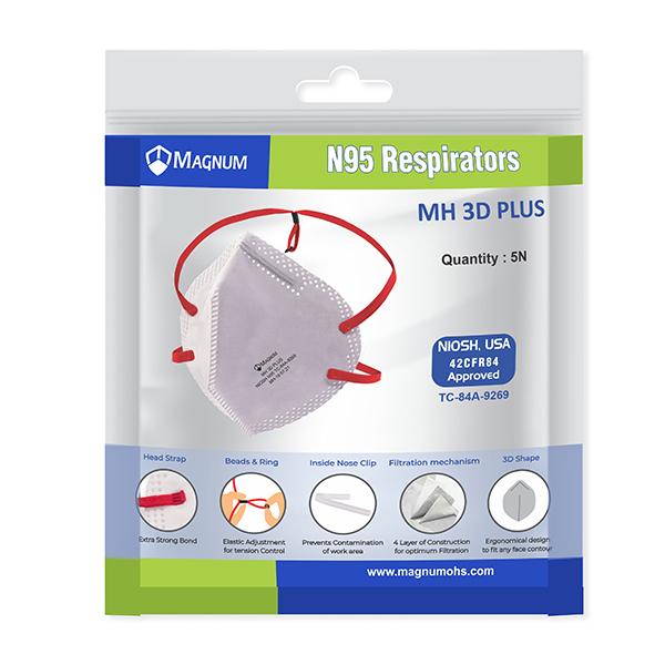 Magnum MH 3D Plus N95 Respiratory Face Mask 5's Online at Best Price ...