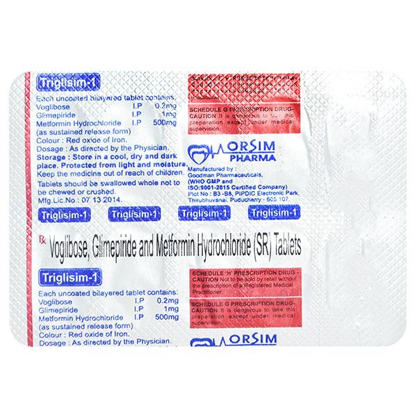 Buy TRIGLISIM 1 Tablet 10's Online at Upto 25% OFF | Netmeds