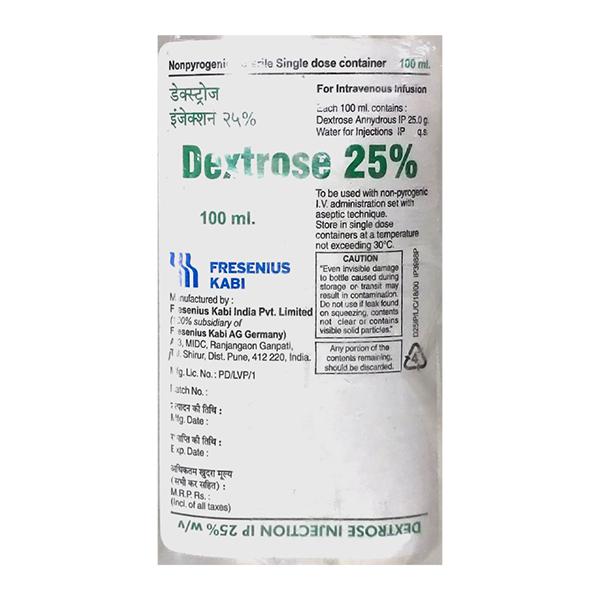 Dextrose 25% Injection 100ml - Price, Uses, Side Effects | Netmeds