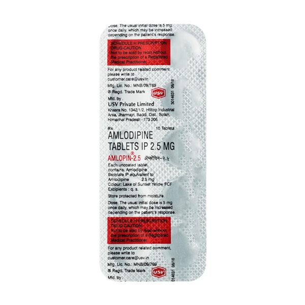 Amlopin 2.5mg Tablet 10'S : Price, Uses, Side Effects | Netmeds