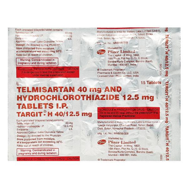 Targit H 40/12.5mg Tablet 15'S : Price, Uses, Side Effects | Netmeds
