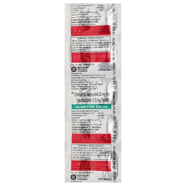 Olmetor CH 20mg Tablet 10'S : Price, Uses, Side Effects | Netmeds