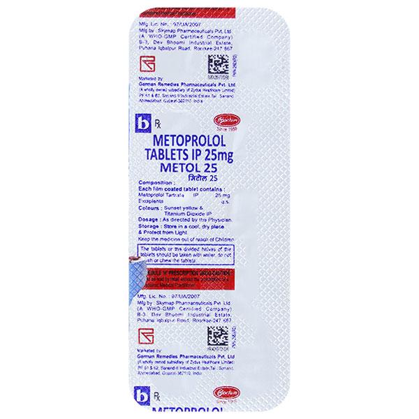 METOL 25 Tablet 10's Price, Uses, Side effects, Substitutes | Netmeds