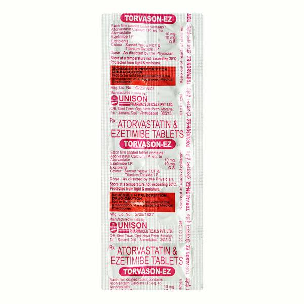 Torvason EZ 10/10mg Tablet 10'S Price, Uses, Side effects, Substitutes ...