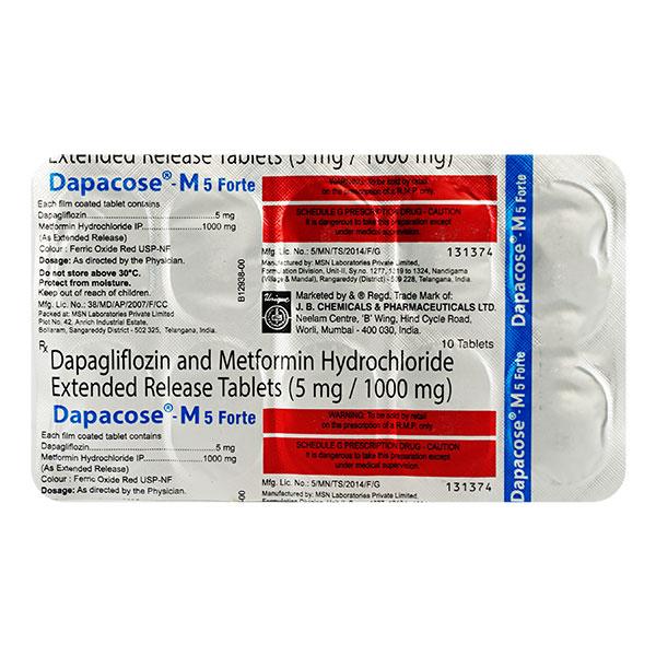 DAPACOSE M 5 FORTE Tablet 10's : Price, Uses, Side Effects | Netmeds