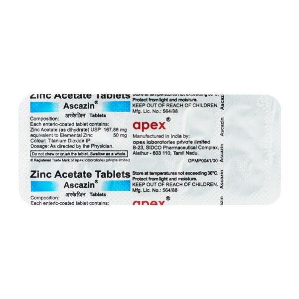 Ascazin 50mg Tablet 10'S Price, Uses, Side effects, Substitutes | Netmeds