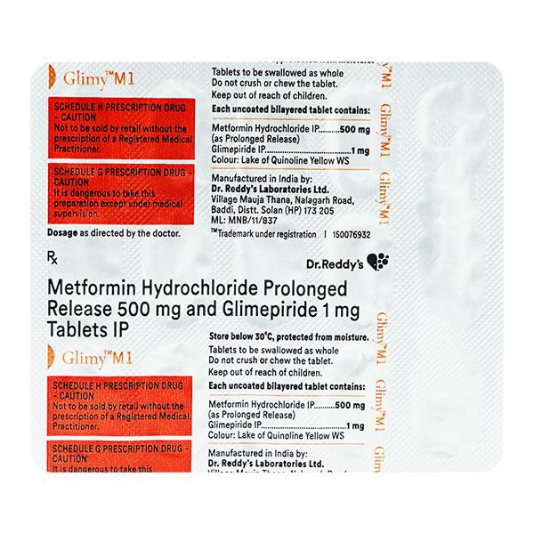 Glimy M1 Tablet 15'S - Price, Uses, Side Effects | Netmeds