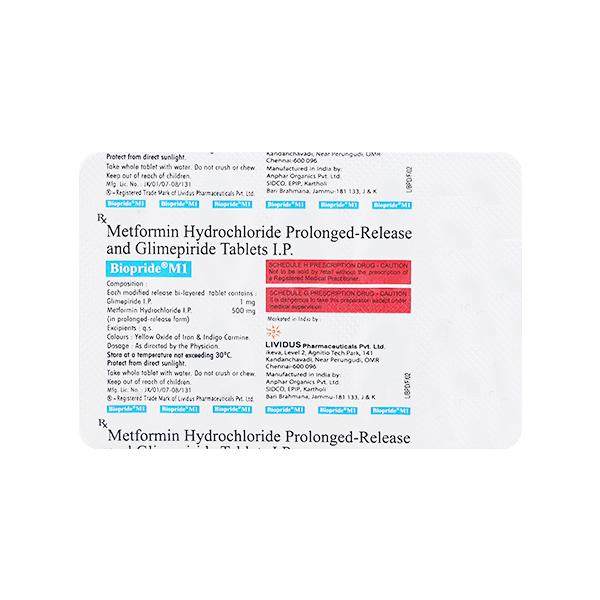 BIOPRIDE M 1 Tablet 10's : Price, Uses, Side Effects | Netmeds