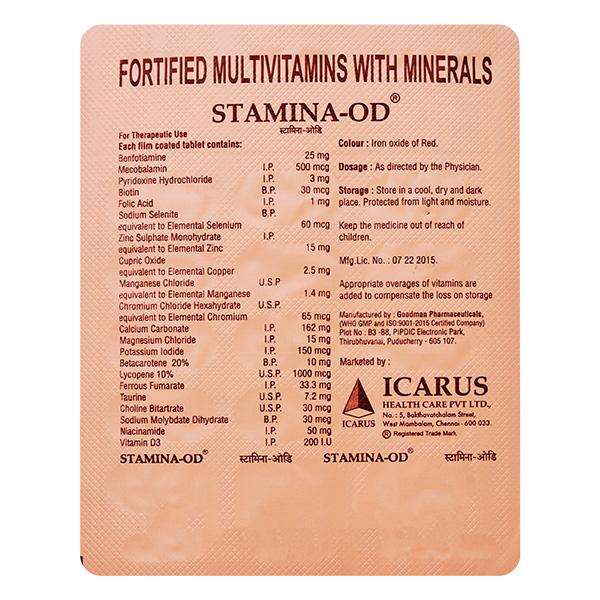 Stamina OD Tablet 15'S - Price, Uses, Side Effects | Netmeds