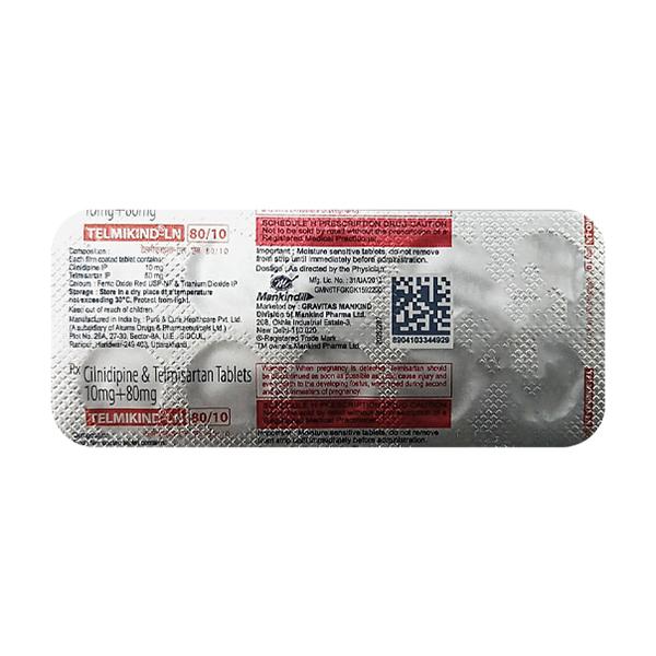 Buy TELMIKIND LN 80/10 Tablet 10's Online | Netmeds