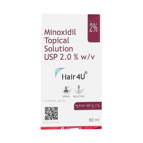 HAIR 4U NEW 2% Spray/Solution 60ml Price, Uses, Side effects ...