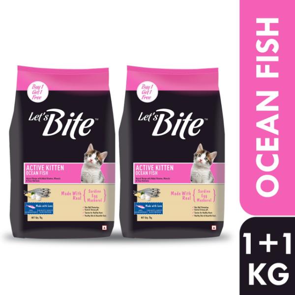 Let's Bite Active Kitten Dry Cat Food 1kg (1 Get 1 Free) 1's Online at ...