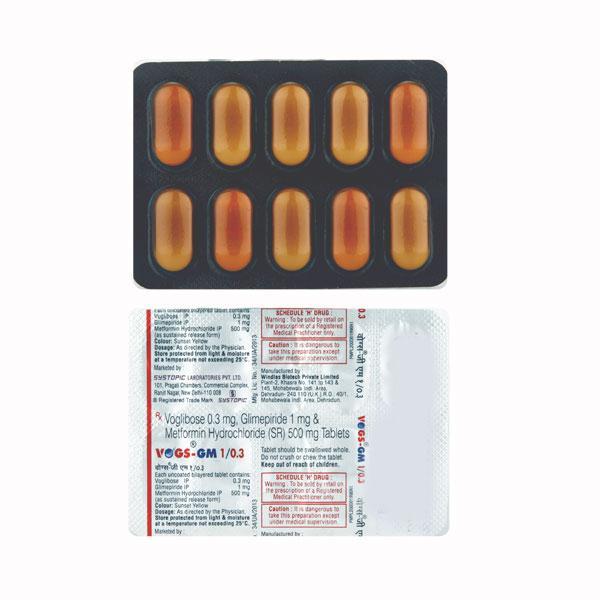 Vogs GM 1/0.3mg Tablet 10'S : Price, Uses, Side Effects | Netmeds