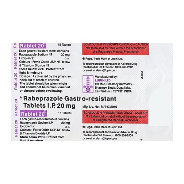 Buy Rablet 20mg Tablet 15'S Online at Upto 25% OFF | Netmeds
