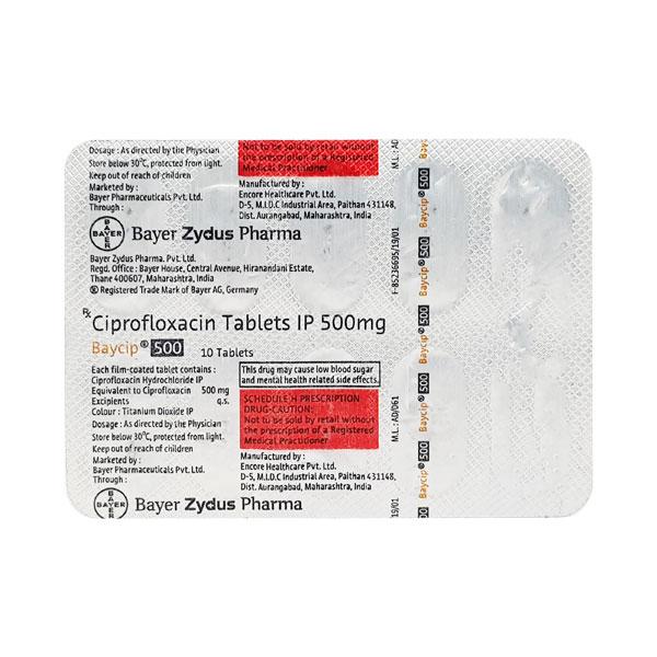 Buy Baycip 500mg Tablet 10'S Online at Upto 25% OFF | Netmeds