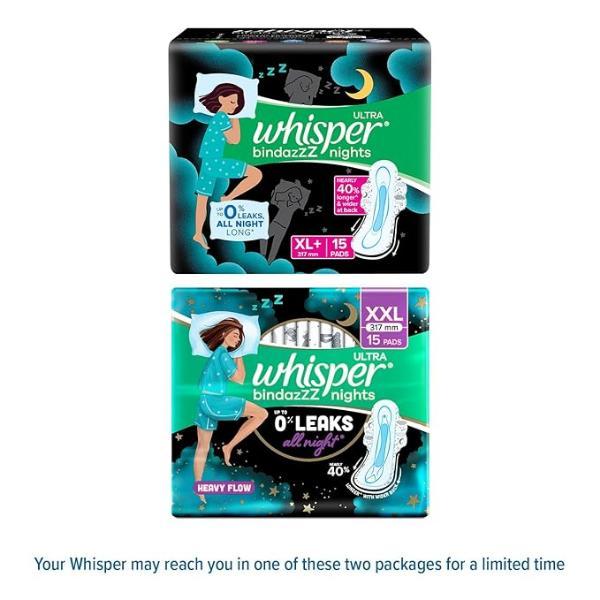 Whisper Ultra Bindazzz Nights Sanitary Pads (XXL) 15's (Buy 2 Get 1 Free)