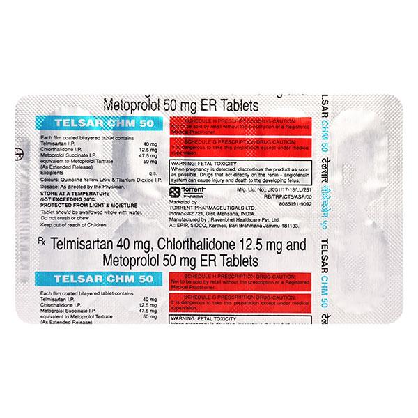 TELSAR CHM 50 Tablet 10's : Price, Uses, Side Effects | Netmeds