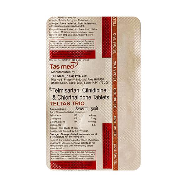 TELTAS TRIO Tablet 15's Price, Uses, Side effects, Substitutes | Netmeds