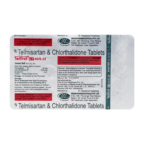 TELFIRST CT 40/6.25mg Tablet 15's Price, Uses, Side effects ...