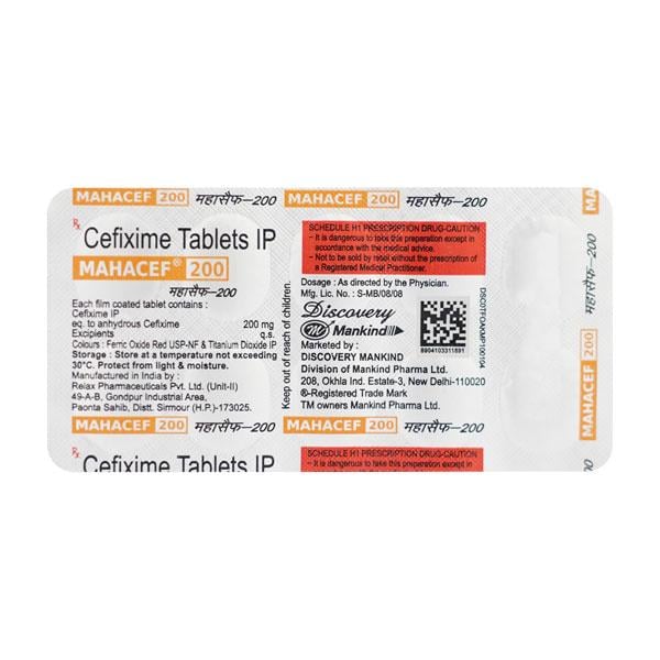 Mahacef 200mg Tablet 10'S : Price, Uses, Side Effects | Netmeds