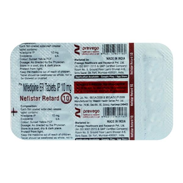 NEFISTAR RETARD 10 Tablet 15's Price, Uses, Side effects, Substitutes ...