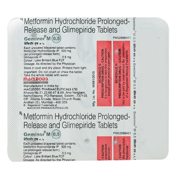 GEMINOR M 0.5mg Tablet 15's : Price, Uses, Side Effects | Netmeds