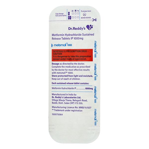 Metsmall 1000mg Tablet 14'S : Price, Uses, Side Effects | Netmeds